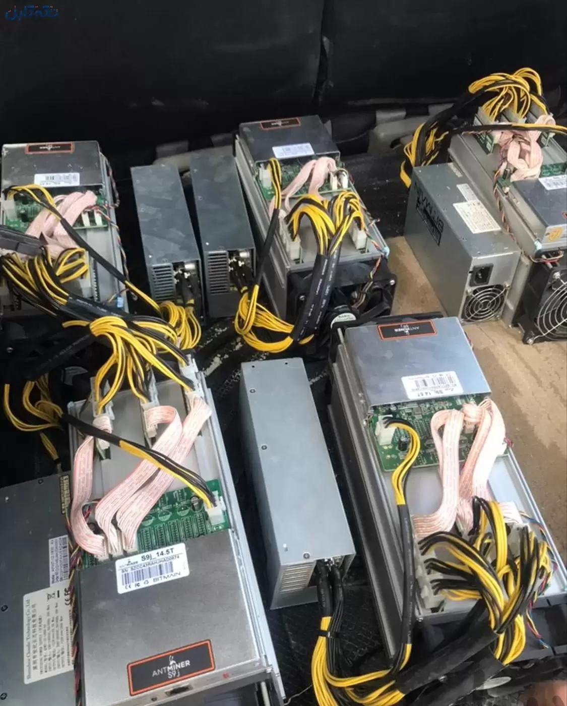 دستگاه ماینر S9j و پاور بیت مین 1800 و کنترل برد - تکه‌کابل